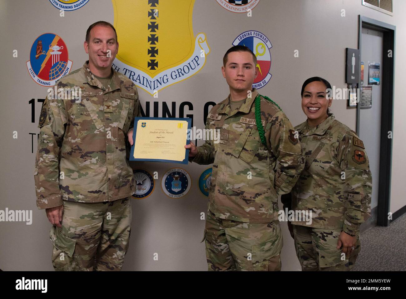 U.S. Air Force Col. Jason Kulchar, 17th Training Group commander, and ...