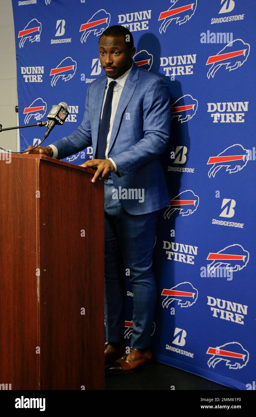 Buffalo Bills running back LeSean McCoy answers questions during a news ...