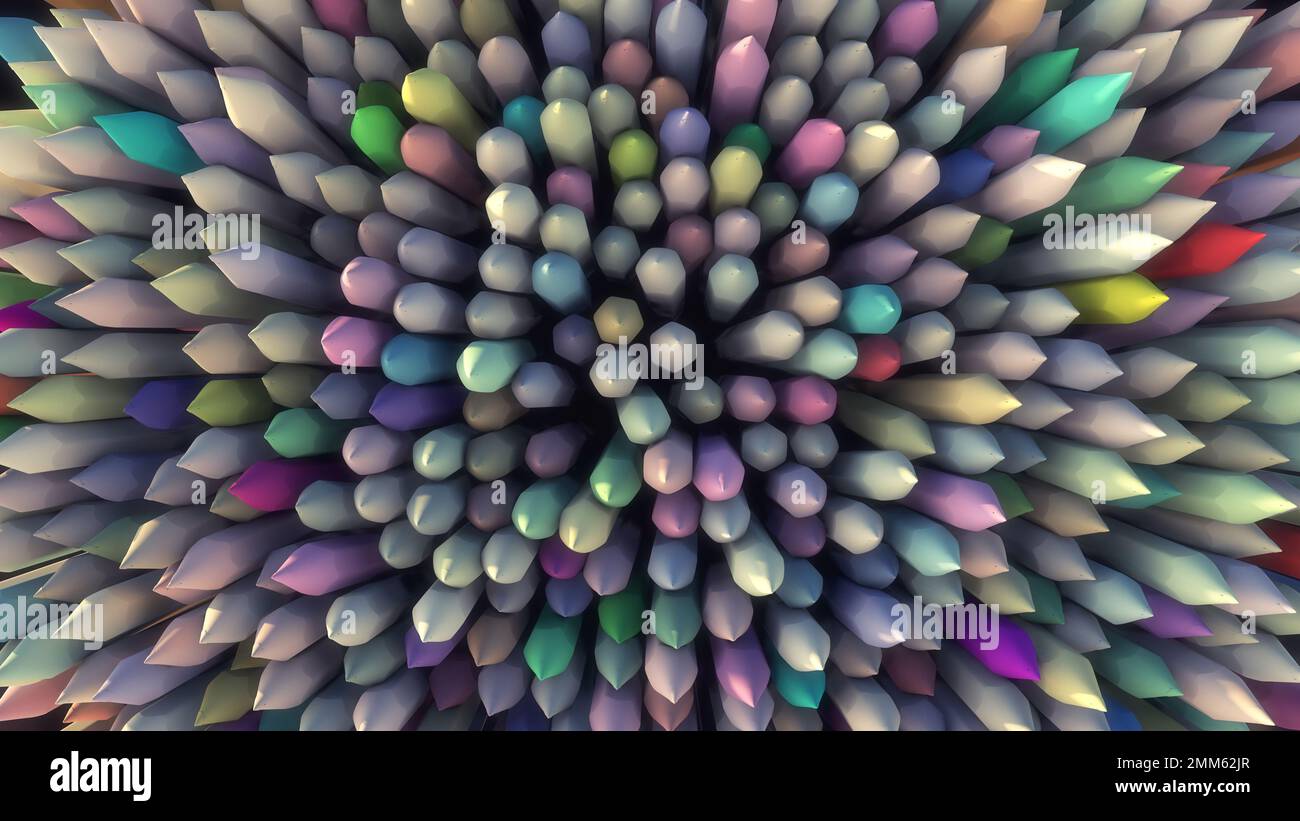 3d render. Abstract colored pencils background illustration Stock Photo ...