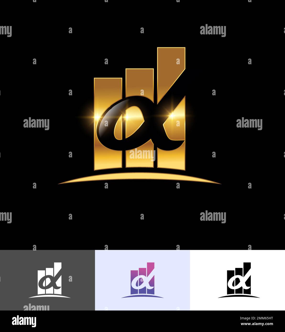 A vector illustration set of Golden Alpha Illustration Sign in black ...