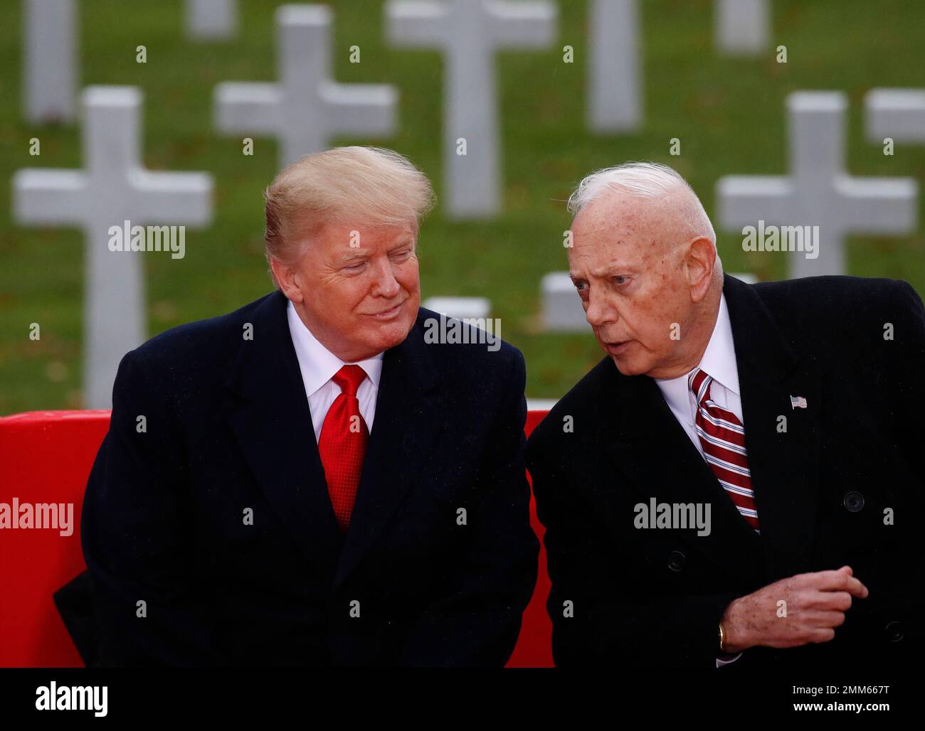 President Donald Trump, left, speaks to Secretary of the American ...