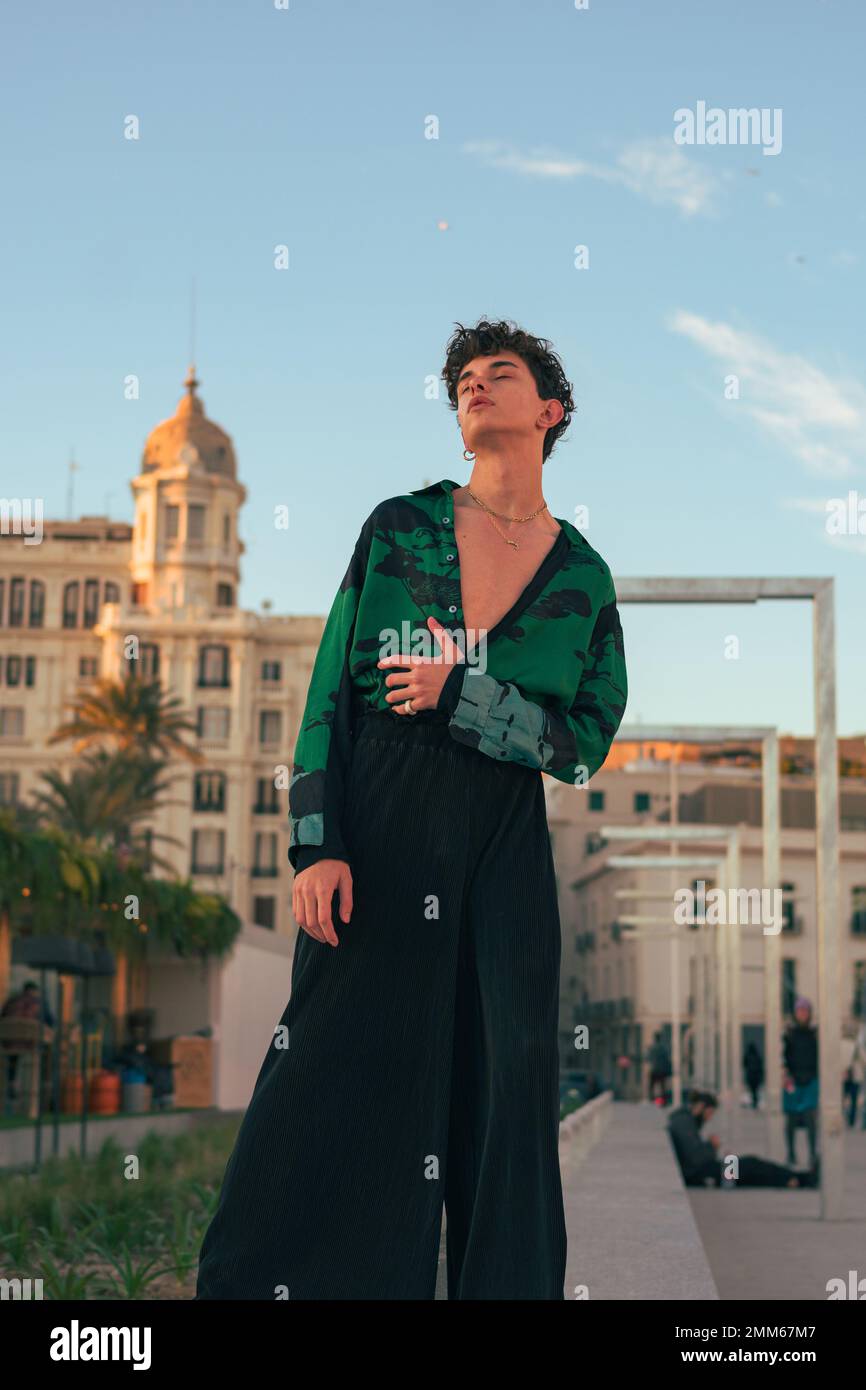 Stylish model poses in hi-res stock photography and images - Alamy