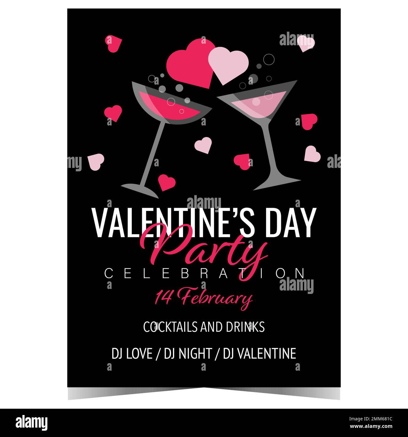 Valentine's Day cocktails and drinks party invitation card, promo ...