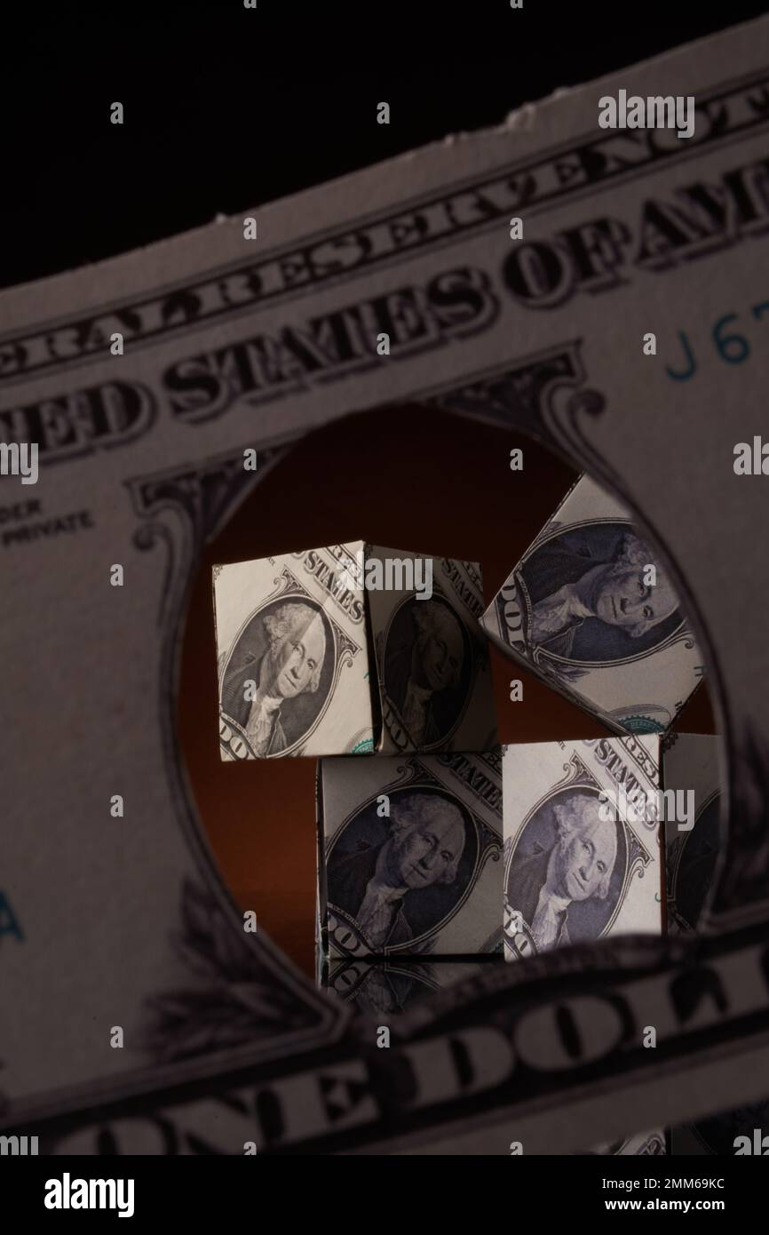 Origami dollar cubes made from dollar bills Stock Photo - Alamy