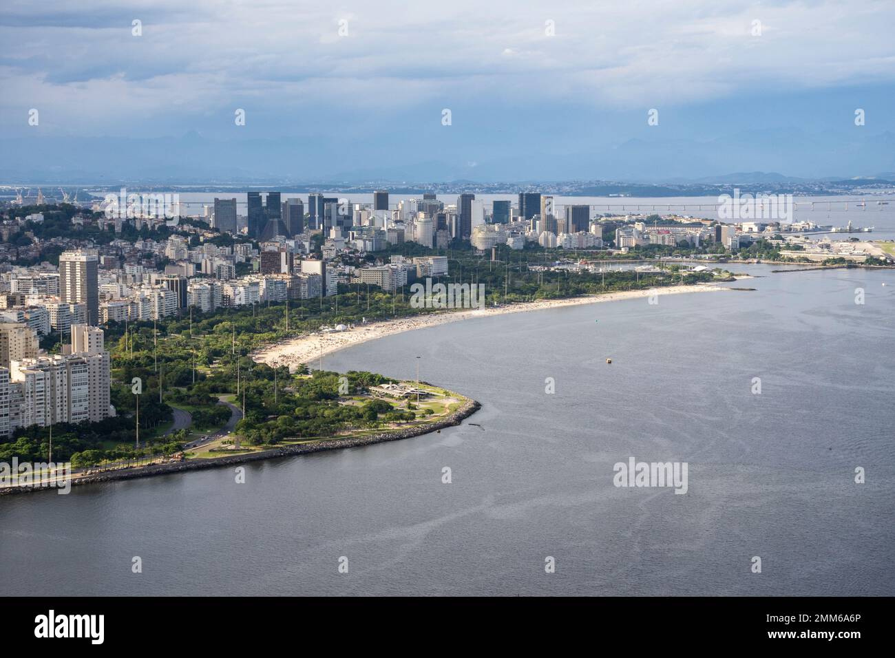 Beautiful view from Sugar Loaf Mountain to downtown area buildings ...