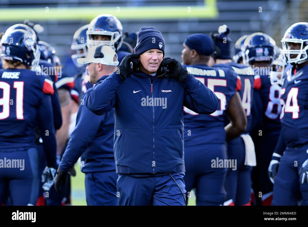 Connecticut head coach Randy Edsall walks off the field during a ...