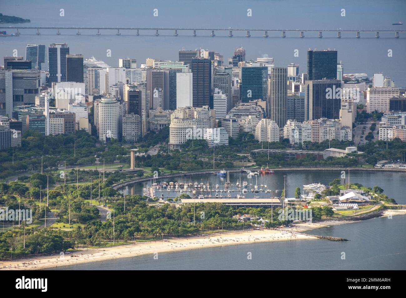 Beautiful view from Sugar Loaf Mountain to downtown area buildings ...