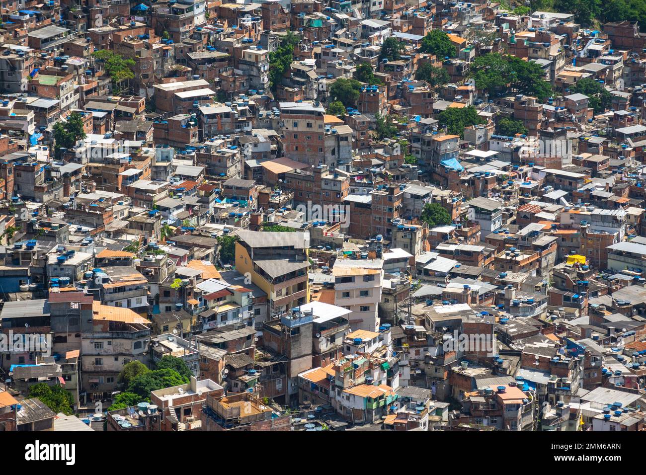 Beautiful view to poor favela houses on hill side Stock Photo - Alamy
