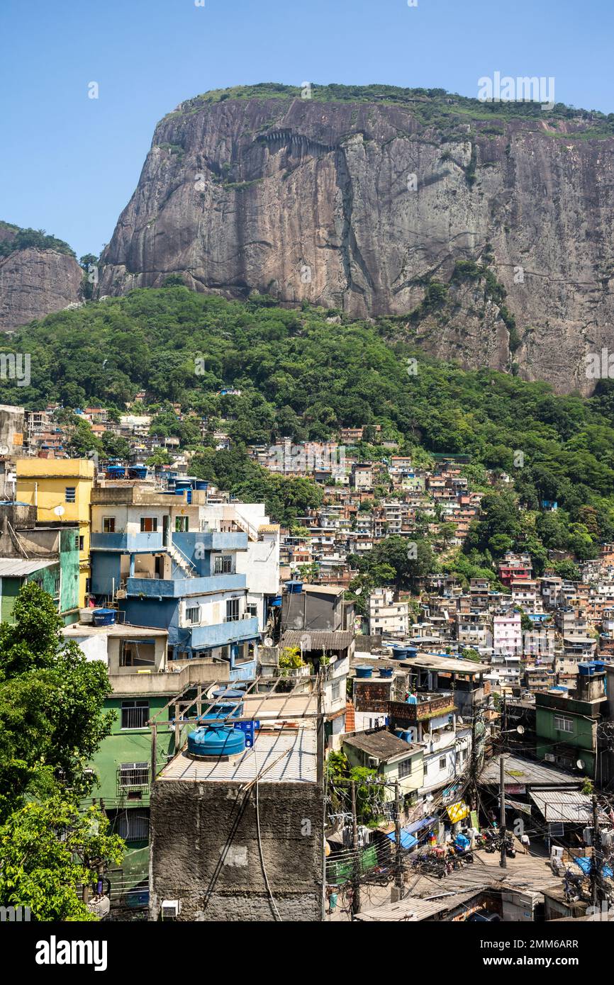 Beautiful view to poor favela houses on hill side Stock Photo - Alamy