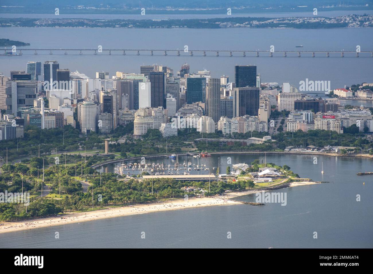 Beautiful view from Sugar Loaf Mountain to downtown area buildings ...
