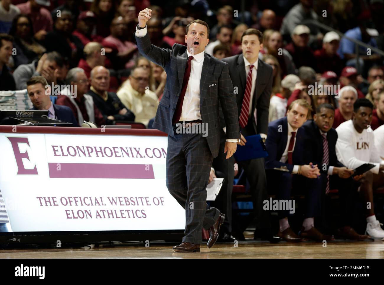 Elon head coach Matt Matheny reacts during the first half of an NCAA ...