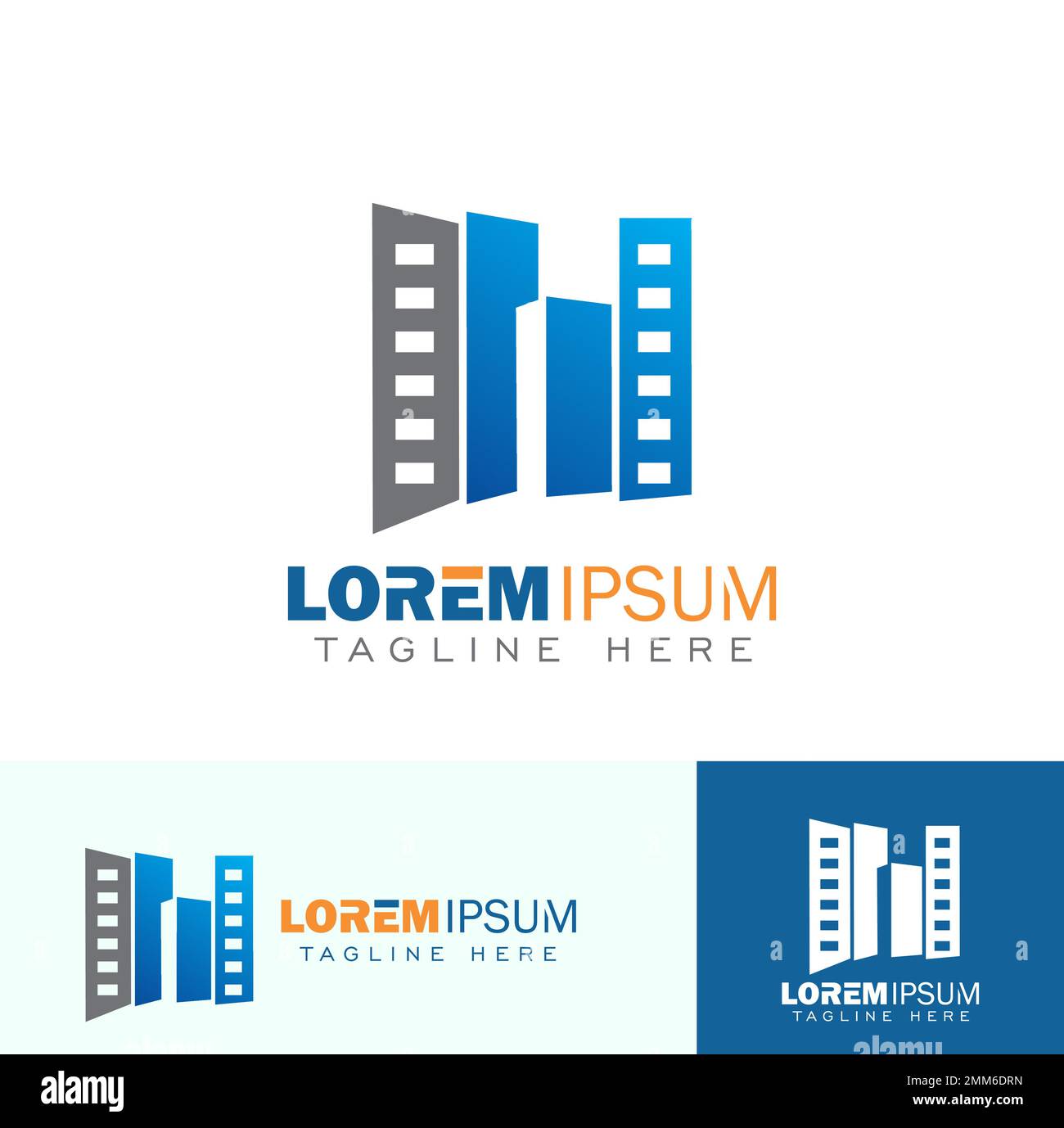 A vector illustration set of Family Cinema Real Estate Logo Stock ...