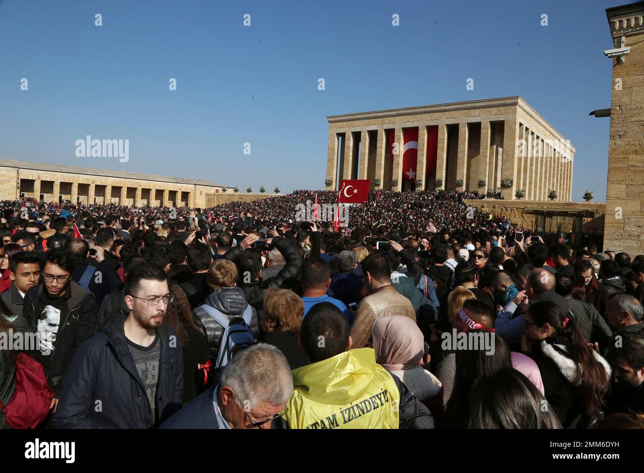 Thousands of people visit the mausoleum of the nation's founding father Mustafa Kemal Ataturk ...