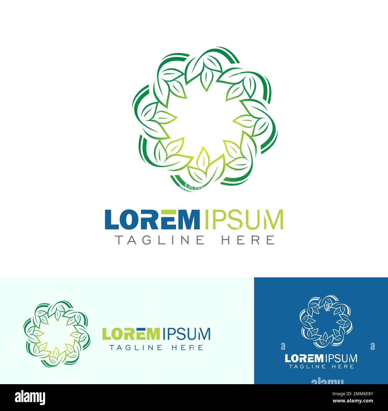 A vector illustration set of Circle Leaf Environment Logo Circle Leaf ...
