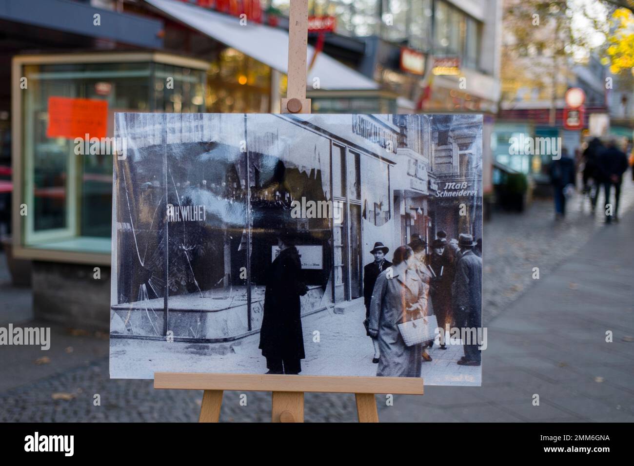 In this Tuesday, Nov. 6, 2018 photo, a Nov. 10, 1938 photo from the AP ...
