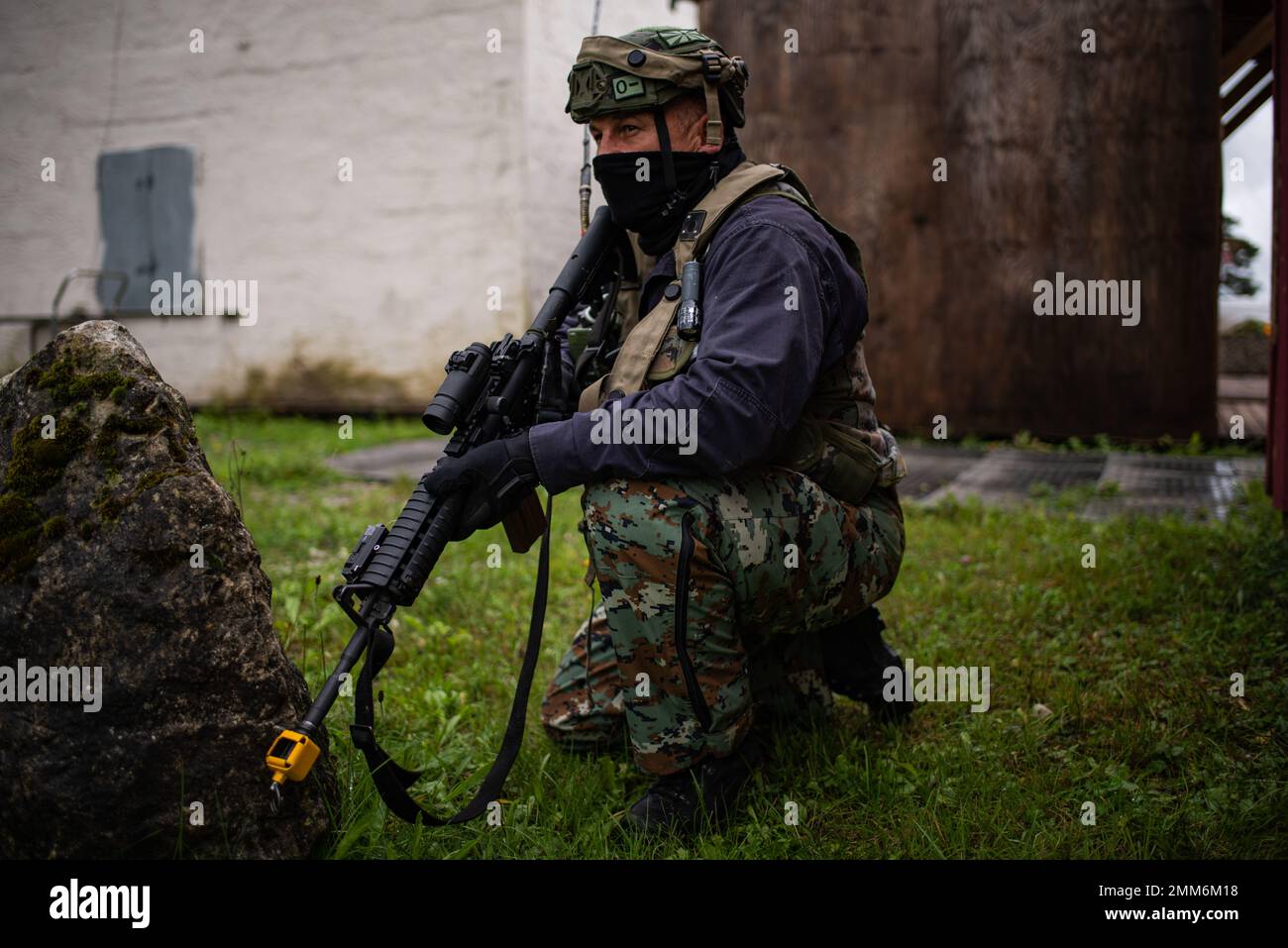 A North Macedonian soldier with the 2nd Mechanized Infantry Battalion ...