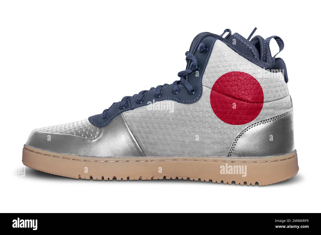 Fashion rubber snickers with flag of Japan isolated on white background ...