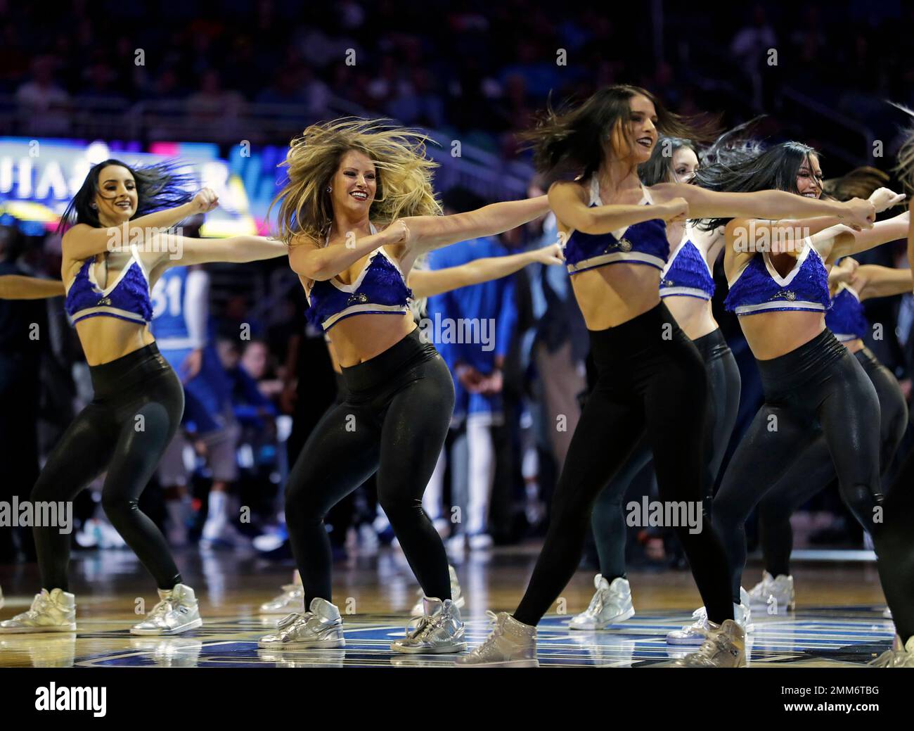 Orlando Magic dancers perform during the second half of an NBA ...