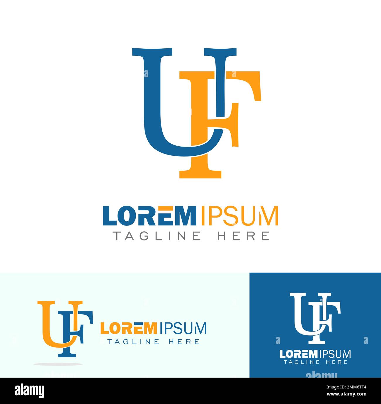 A vector illustration set of UF Monogram Initial Logo Stock Vector ...