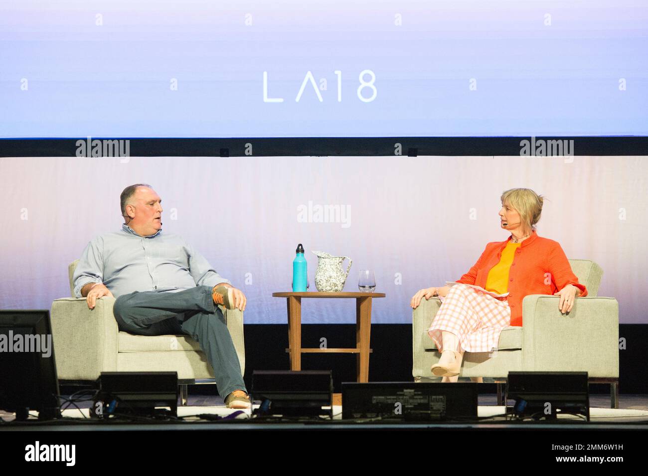 Jose Andres, left, and Mary Sue Milliken seen on day three of Summit ...