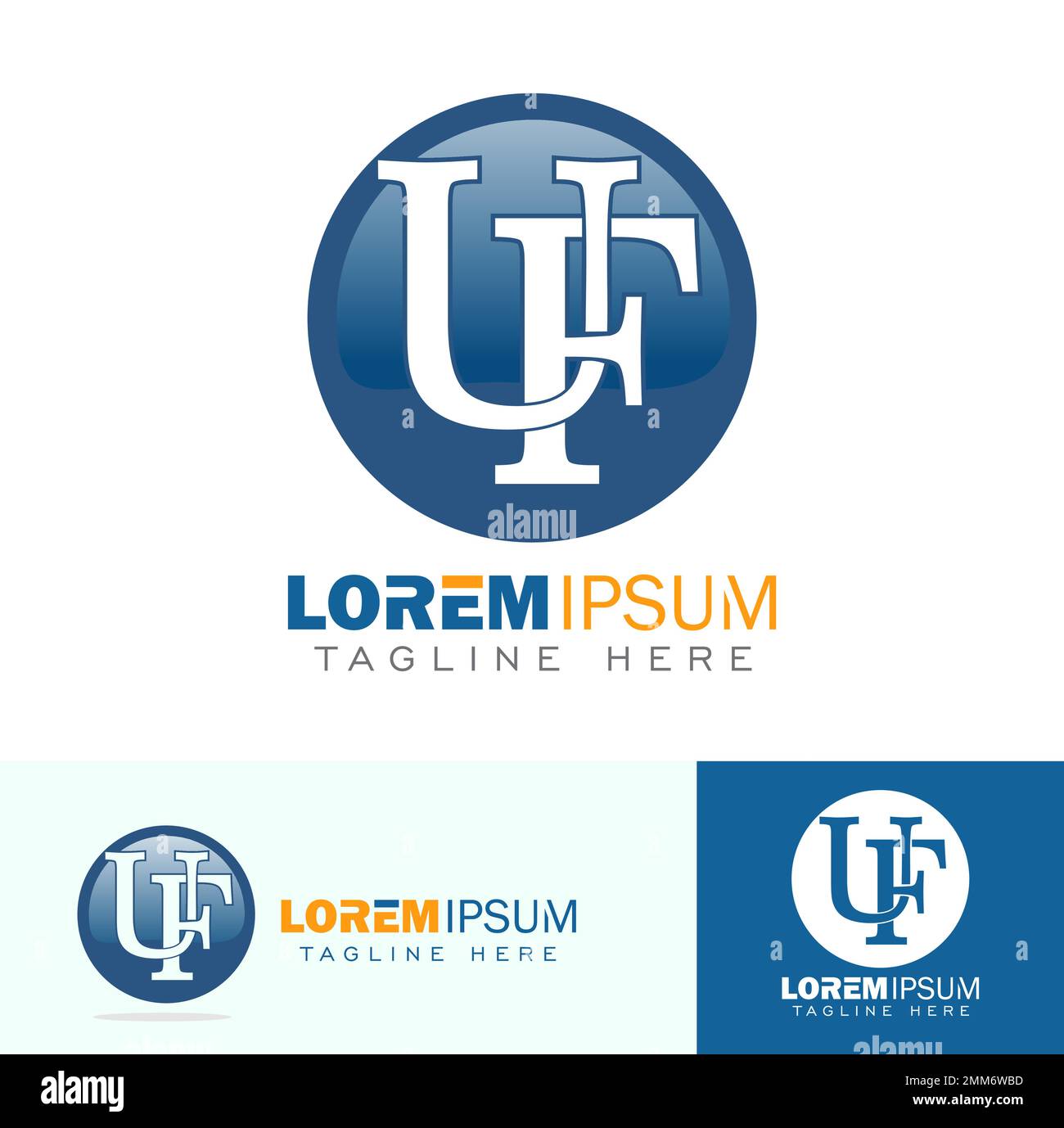 A vector illustration set of UF Monogram Initial Logo in white ...