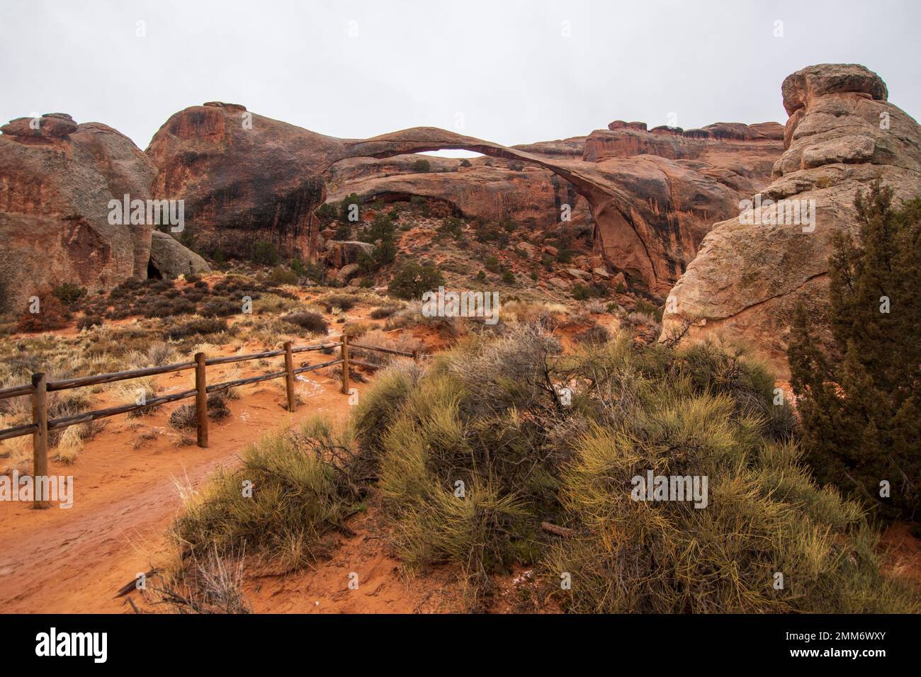 Landscape Arch is the longest arch in Arches National Park in Utah ...