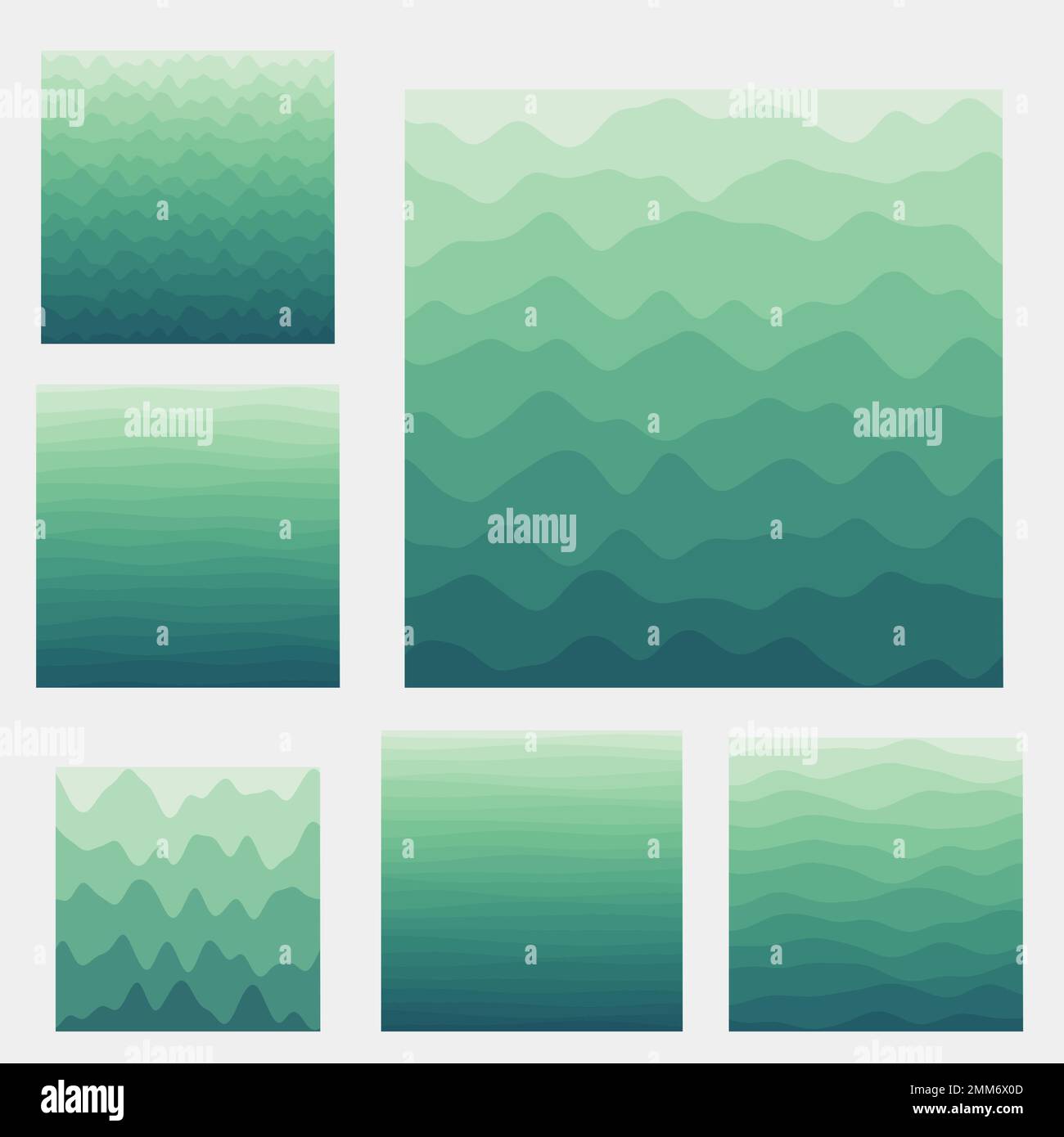 Abstract waves background collection. Curves in blue-green colors ...