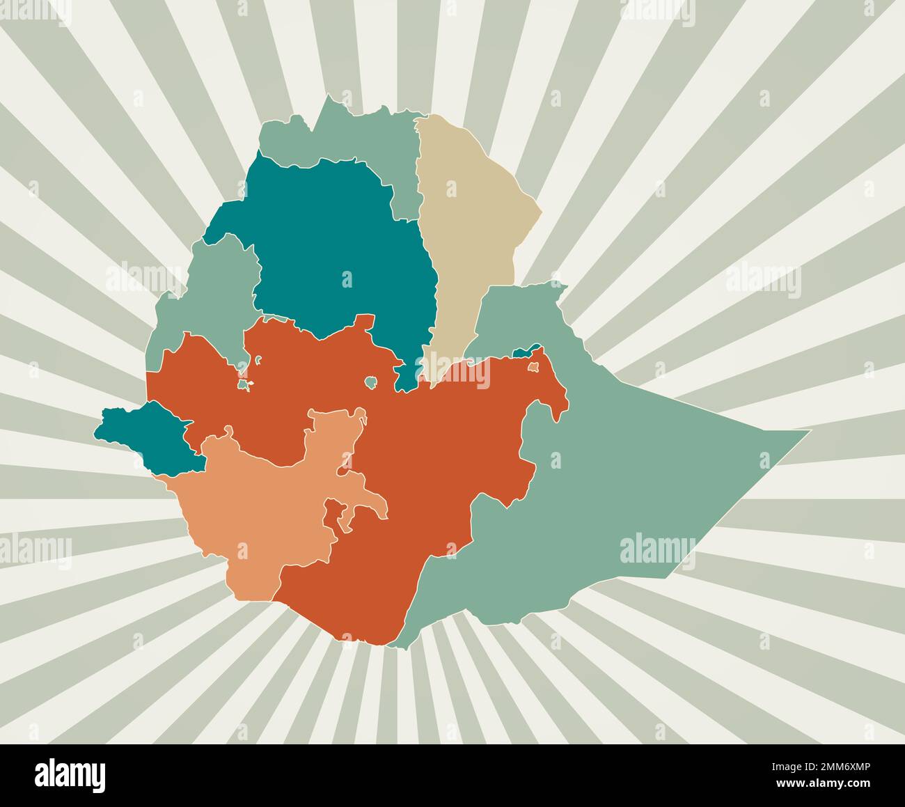 Ethiopia map. Poster with map of the country in retro color palette ...