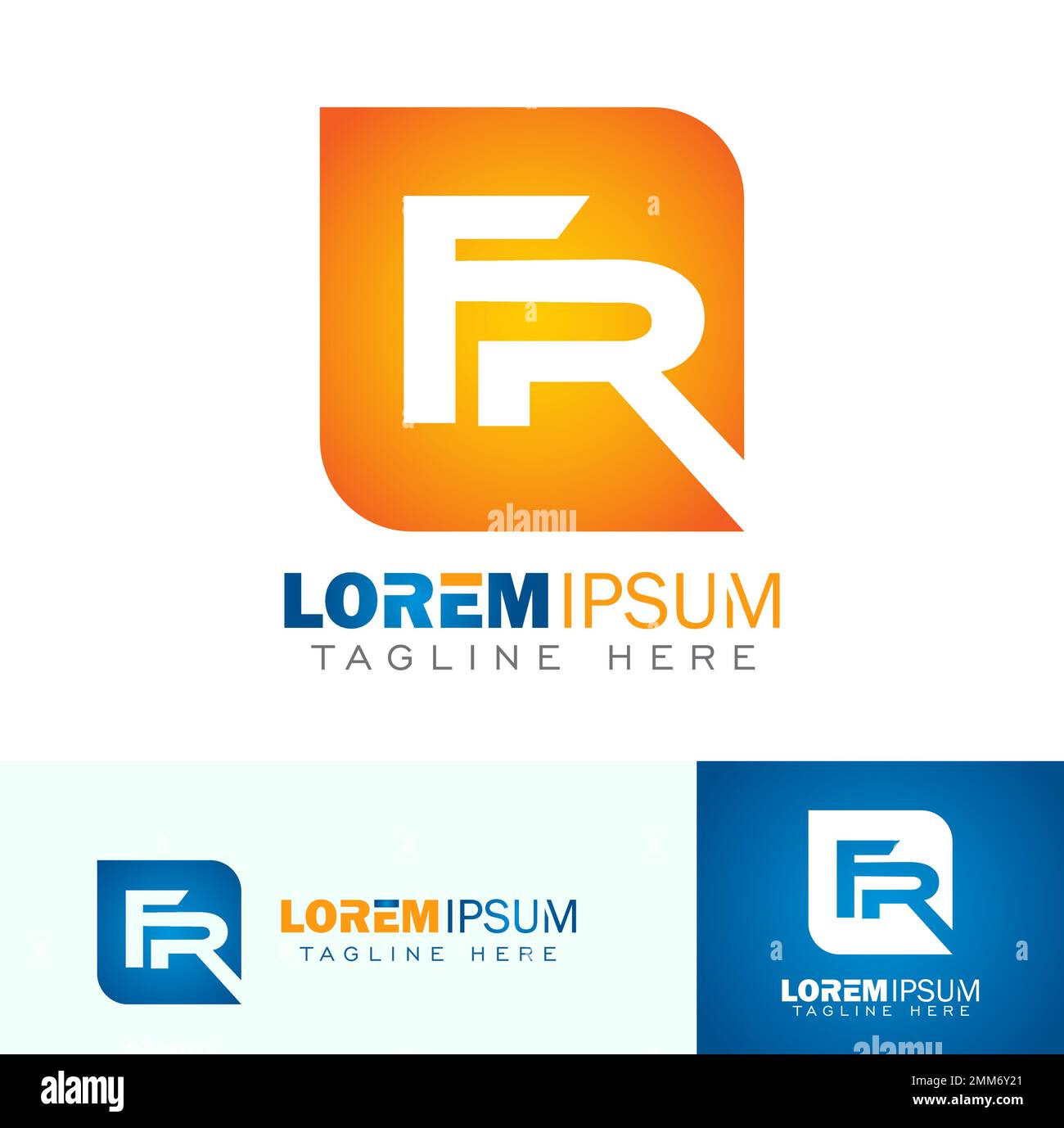 A vector illustration set of FR Monogram Initial Logo Stock Vector ...