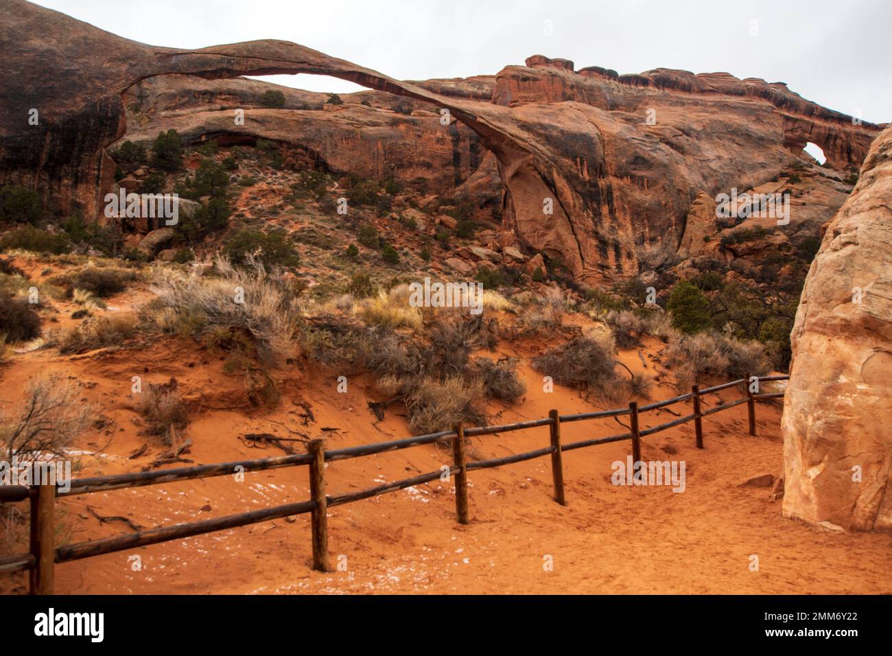 Landscape Arch is the longest arch in Arches National Park in Utah ...
