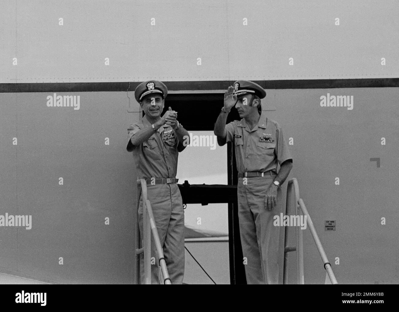 U.S. Navy Captains Jeremiah Denton Jr., left, and James A. Mulligan Jr ...