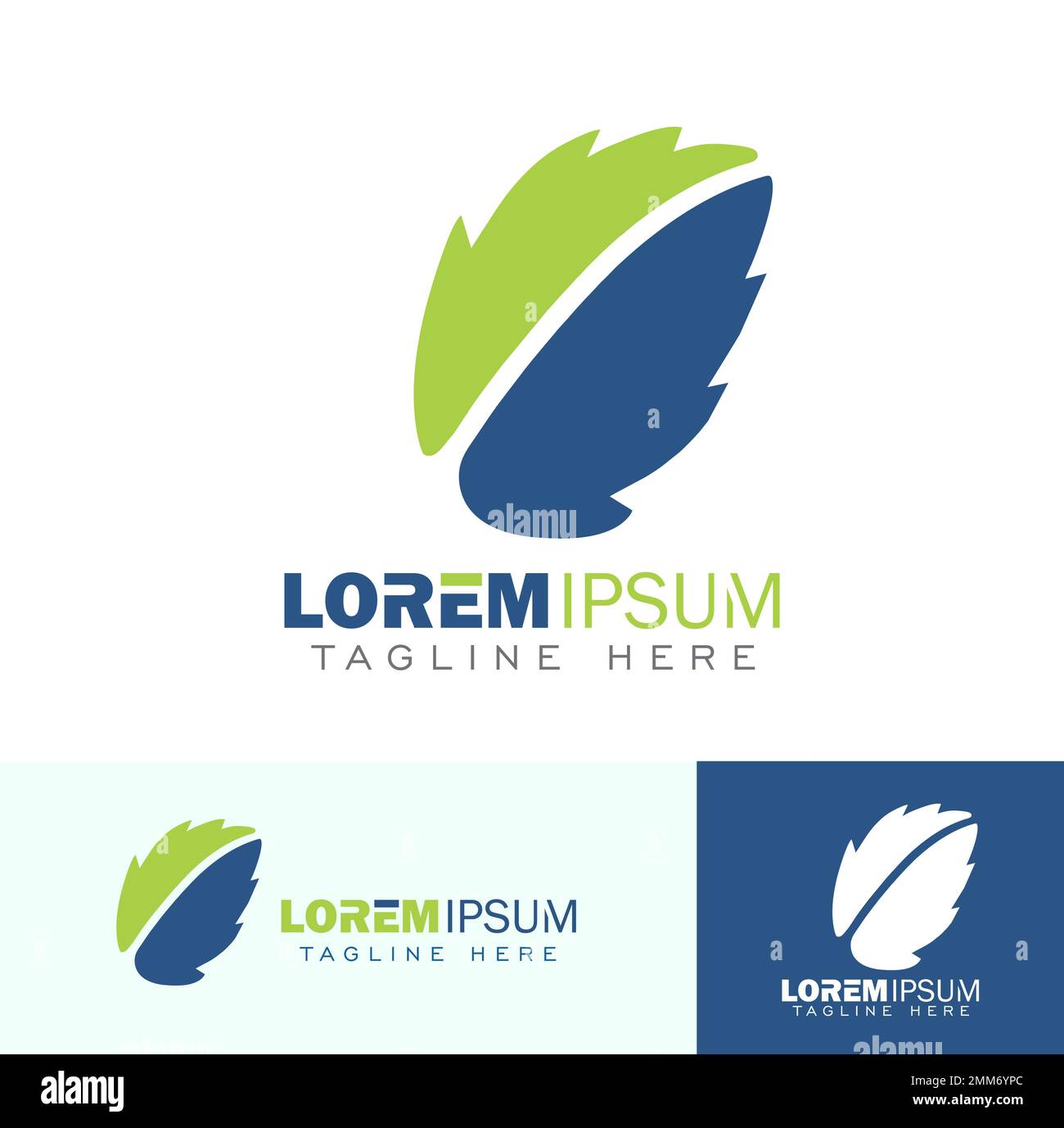 A vector illustration set of leaf technology logo sign Stock Vector ...