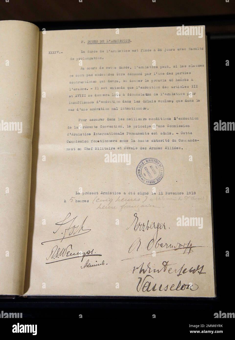 This Tuesday, Oct. 30, 2018 photo shows the Armistice document signed ...