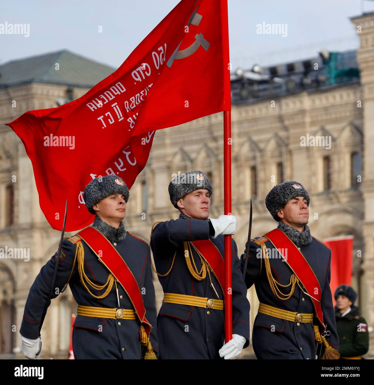 Russian soldiers march along Red Square during the Victory parade ...