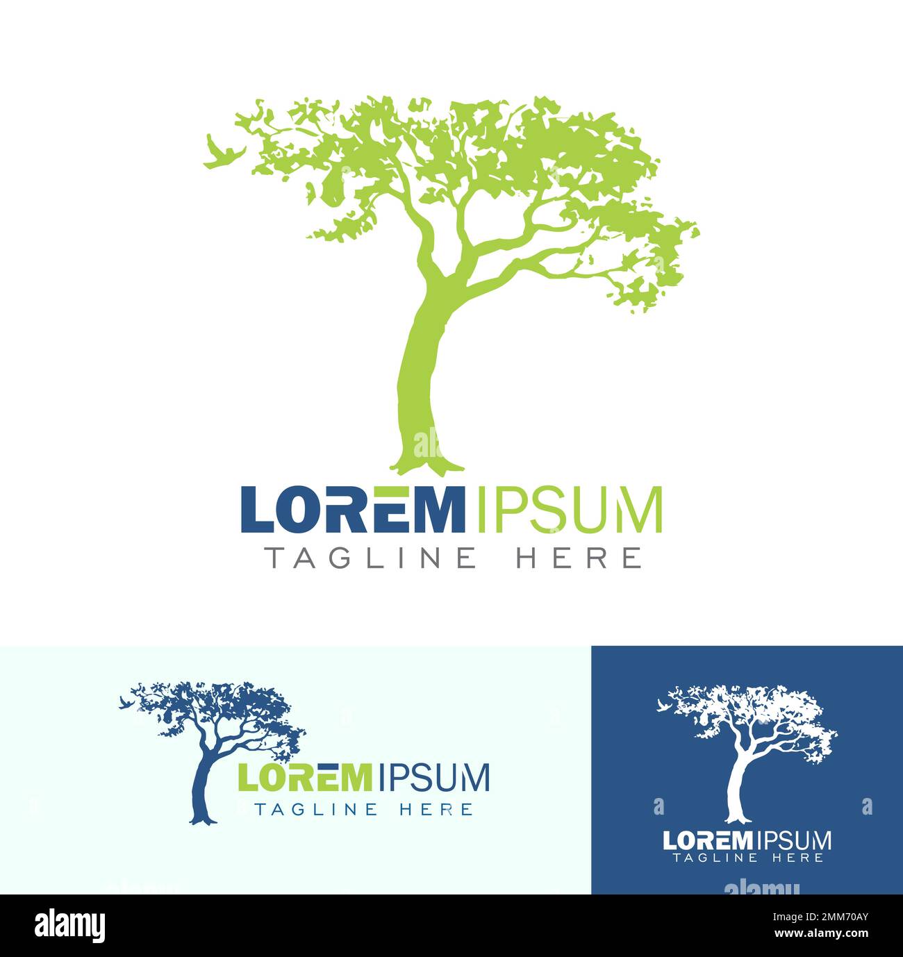 A vector illustration set of Simple Tree Line Logo Sign Stock Vector ...