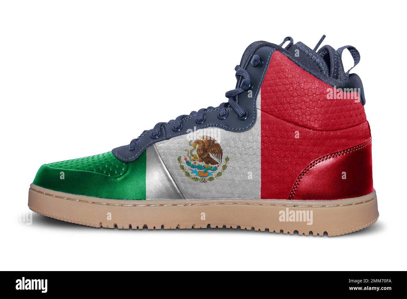 Fashion rubber snickers with flag of Mexico isolated on white ...