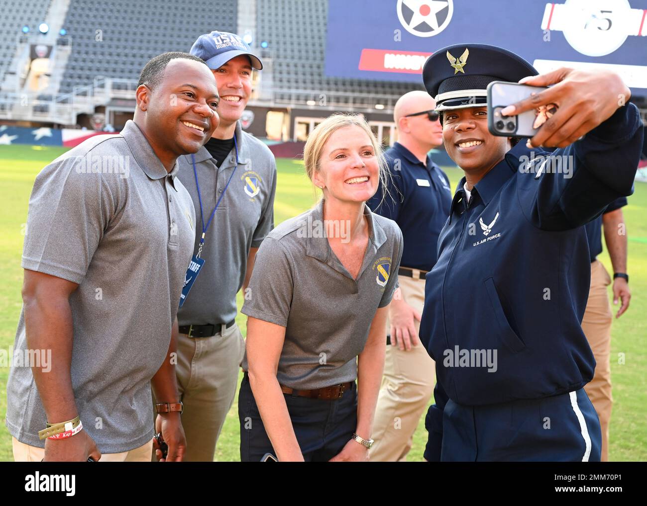 U.S. Air Force Col. Cat Logan and Chief Master Sgt. Clifford Lawton ...