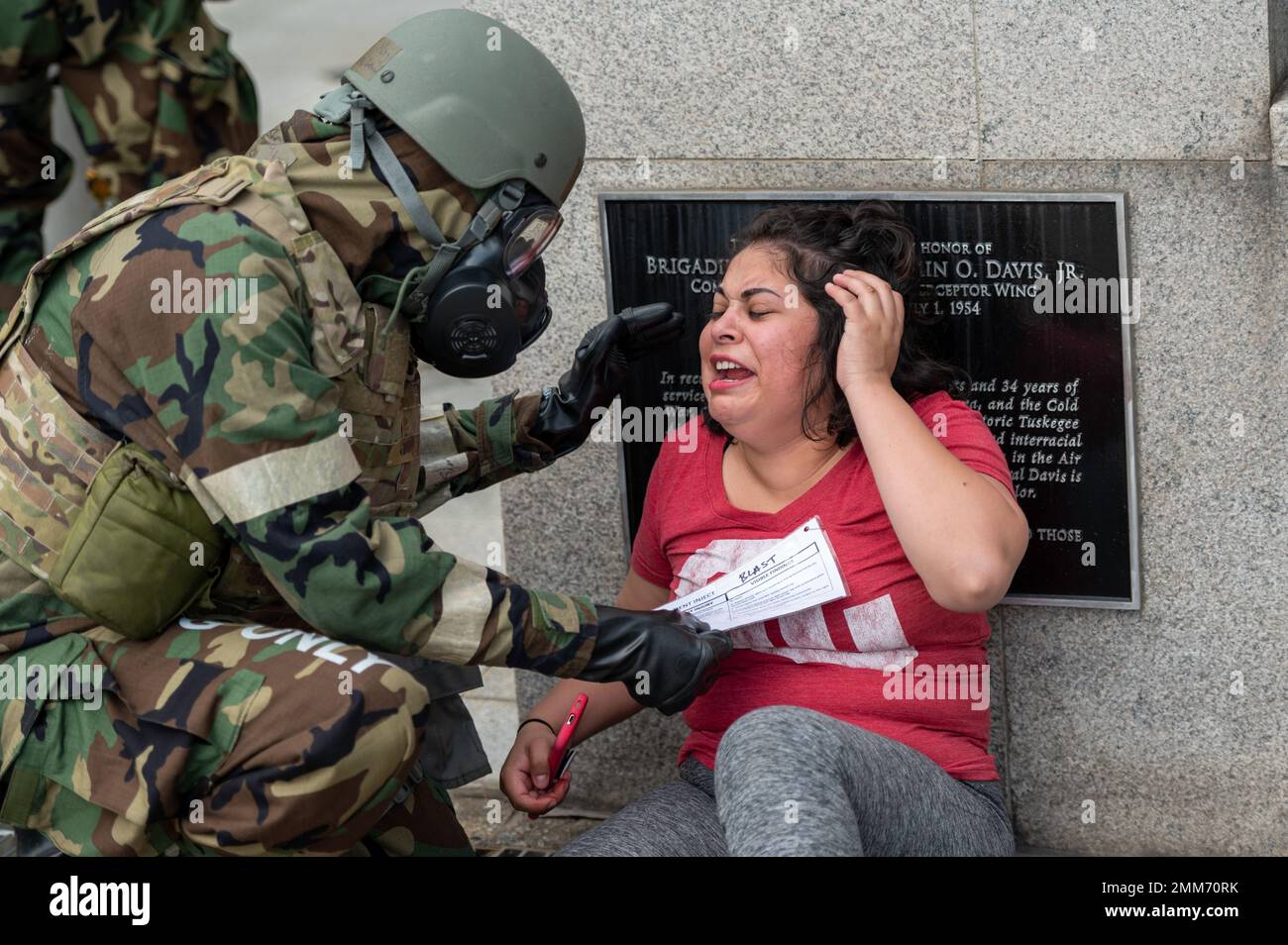A first responder assigned to the 51st Medical Group, assesses U.S. Air ...