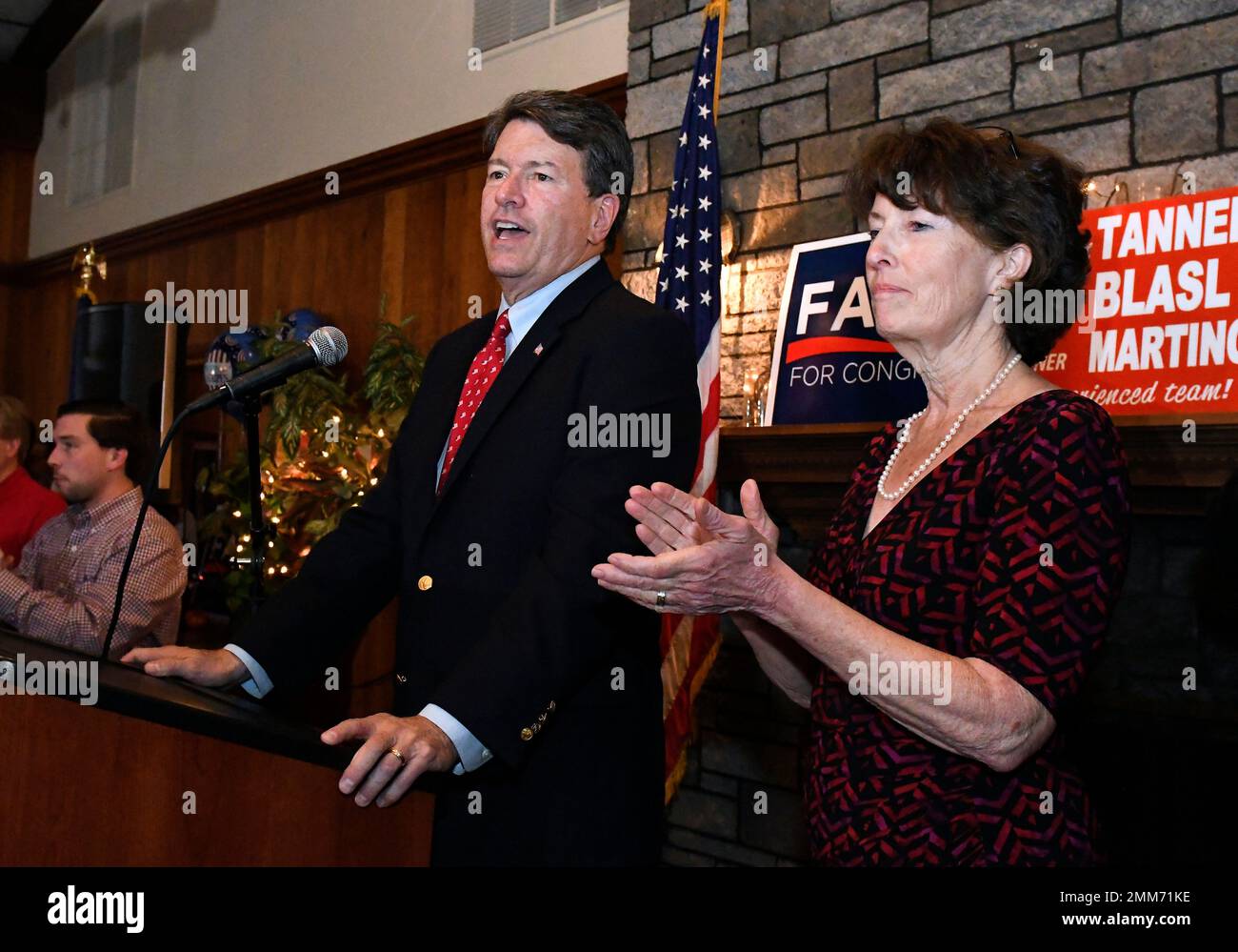 Rep. John Faso, R-N.Y., left, stands with his wife Mary Frances Faso as ...