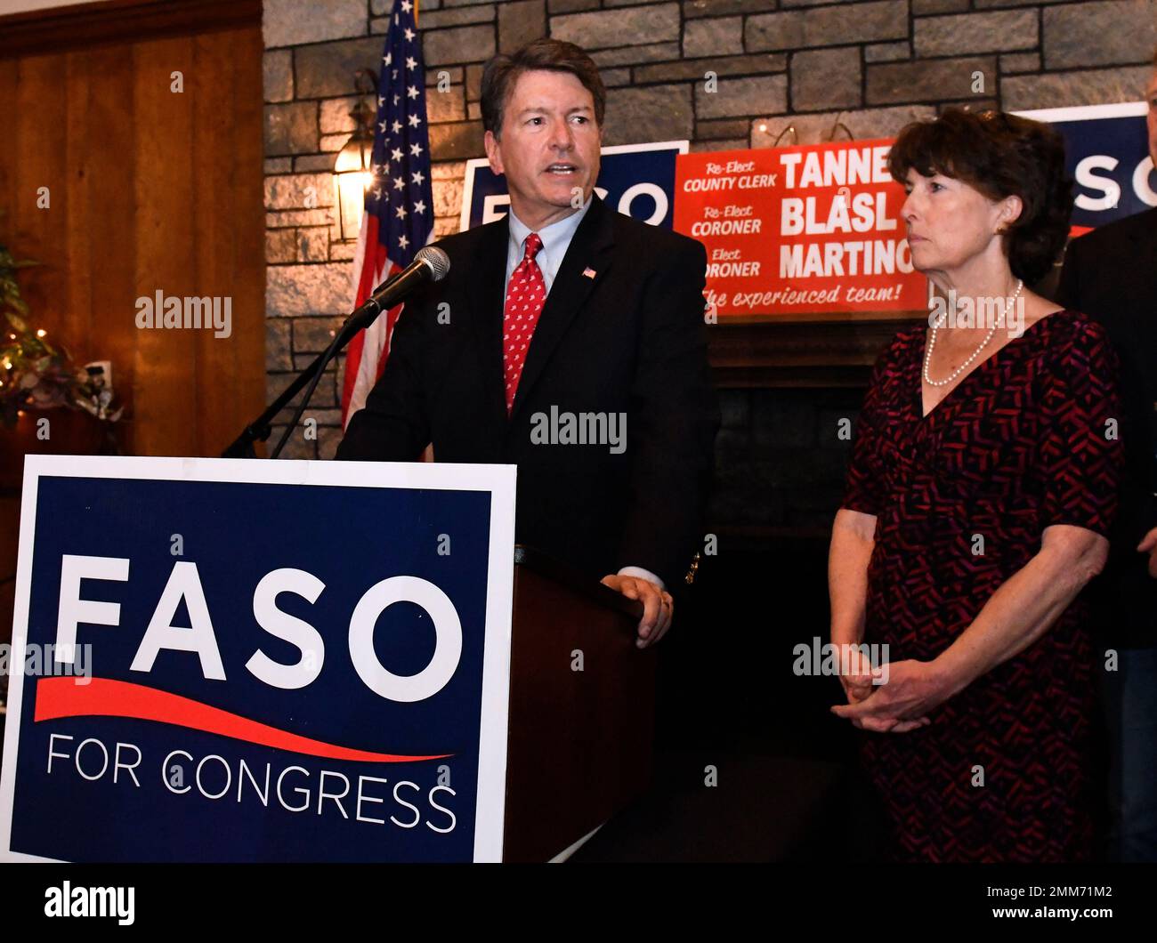 Rep. John Faso, R-N.Y., left, stands with his wife Mary Frances Faso as ...