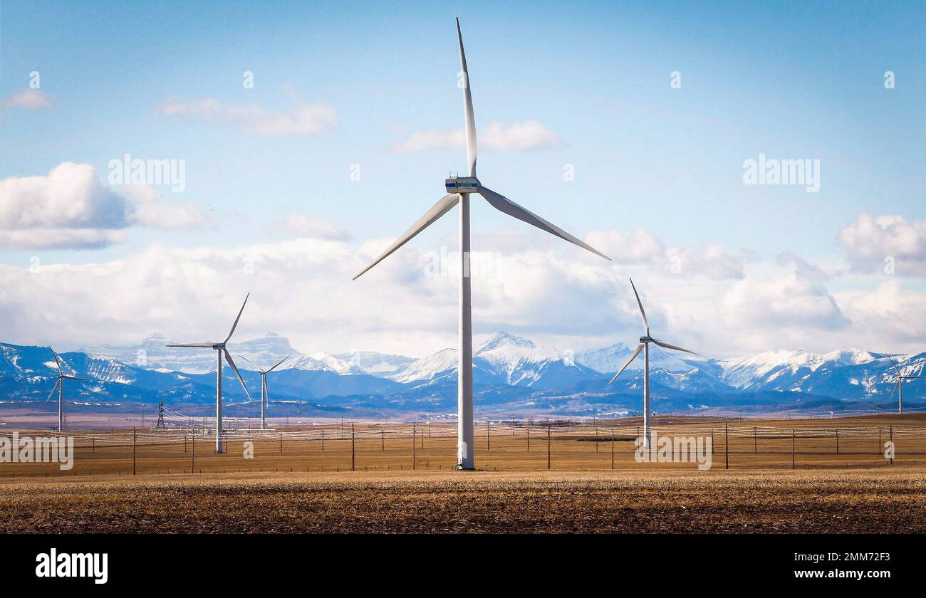 TransAlta wind turbines are shown at a wind farm near Pincher Creek ...