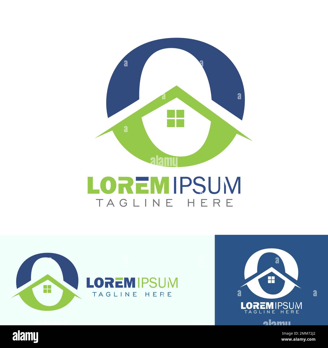 A vector illustration set of Home Monogram Logo Initial Letter O Stock ...