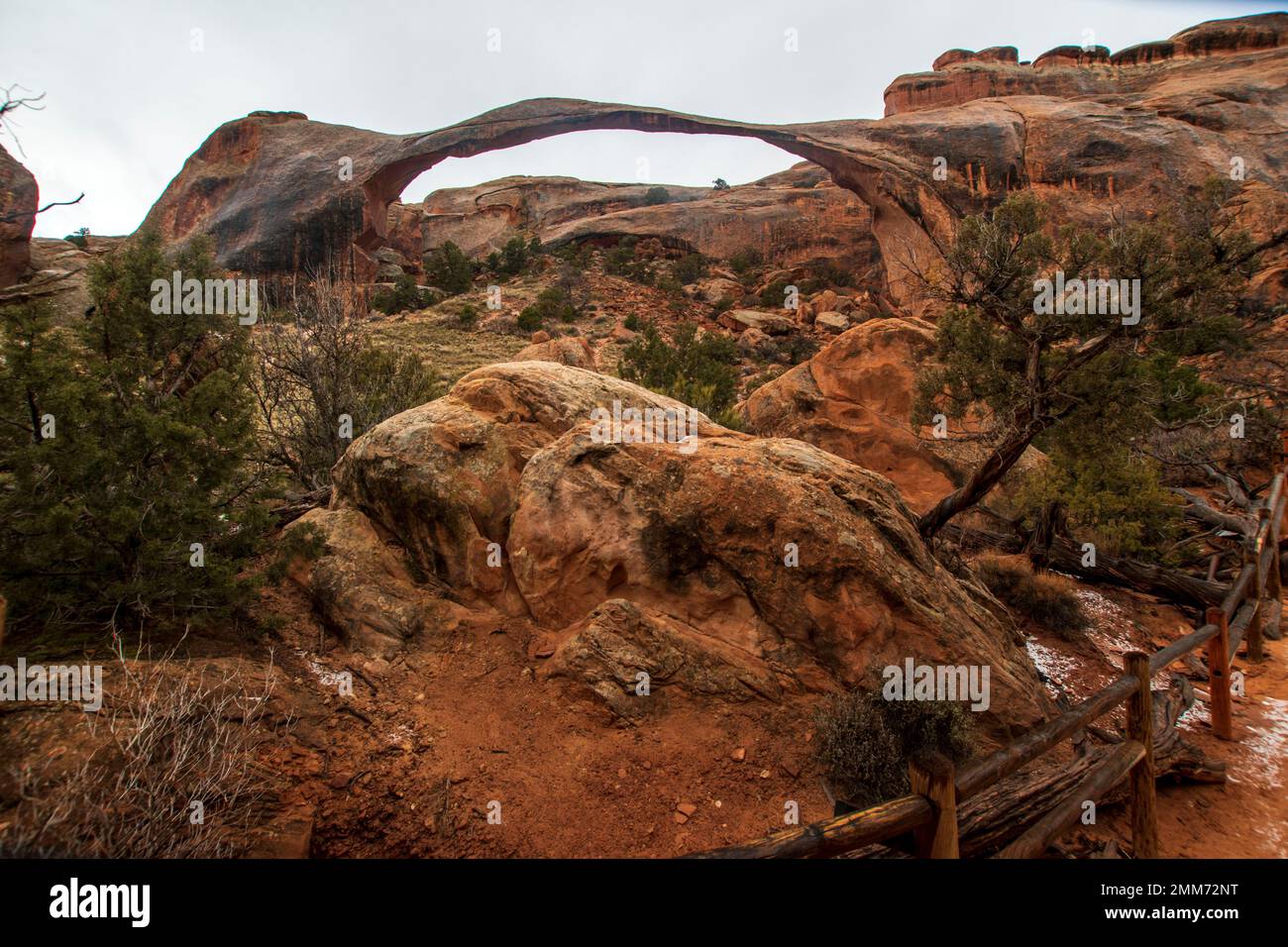Landscape Arch is the longest arch in Arches National Park in Utah ...