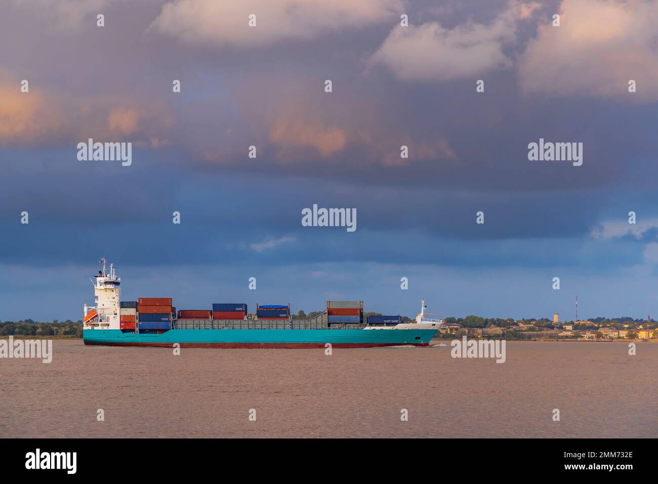 cargo ferry on the river Gironde, Nouvelle Aquitaine, France Stock ...