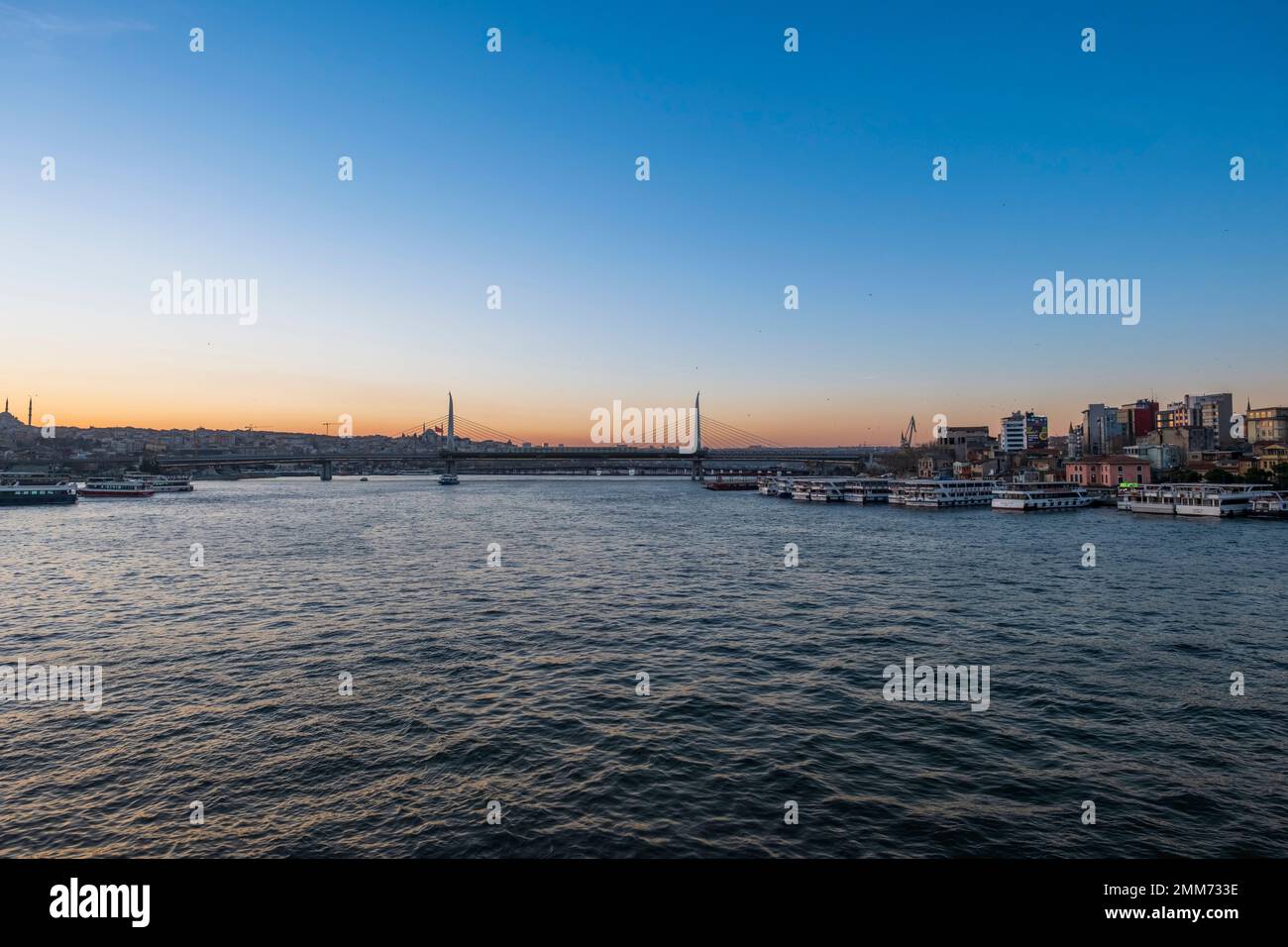 A landscape photo from the Bosphorus on a sunny day. Ships on the ...