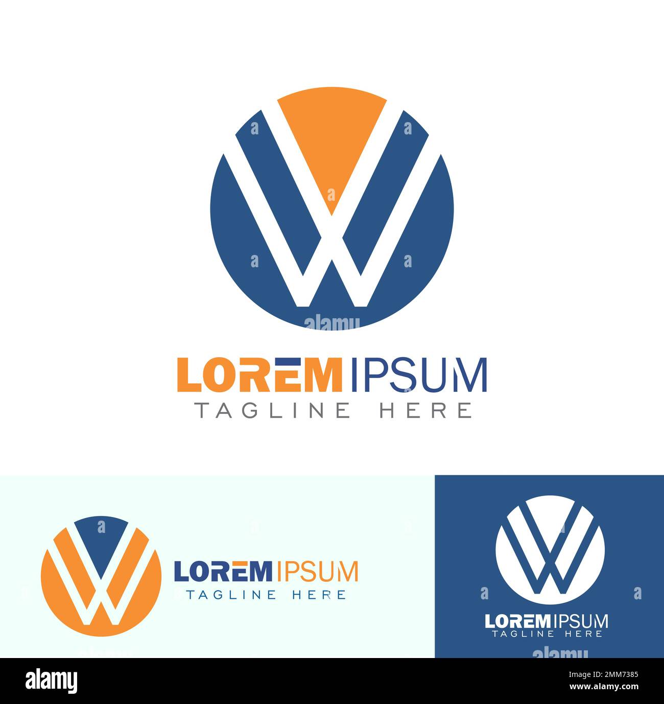 A vector illustration set of W monogram Initial Logo Sign Stock Vector ...