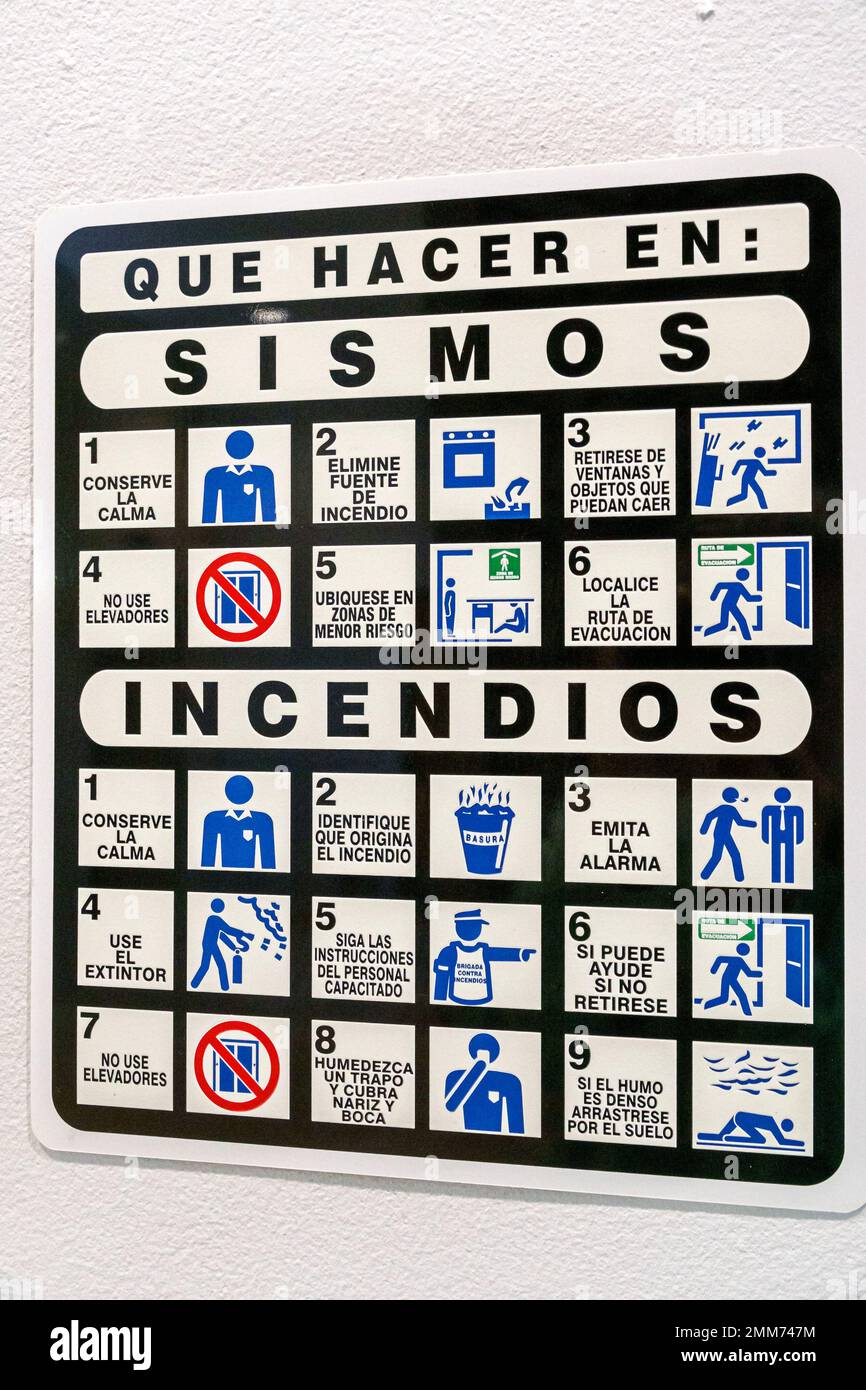 Lobby instructions emergency earthquake fire evacuation safety ...