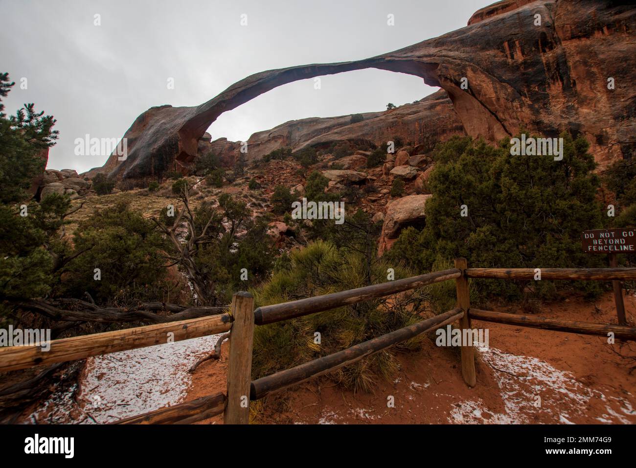 Landscape Arch is the longest arch in Arches National Park in Utah ...