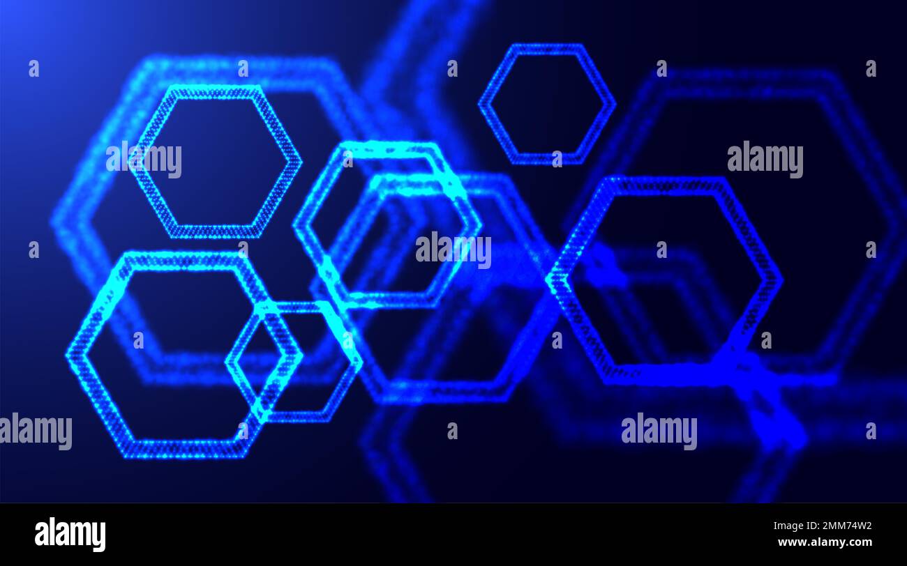 Technology abstract background. Hexagonal shapes made of small glowing ...