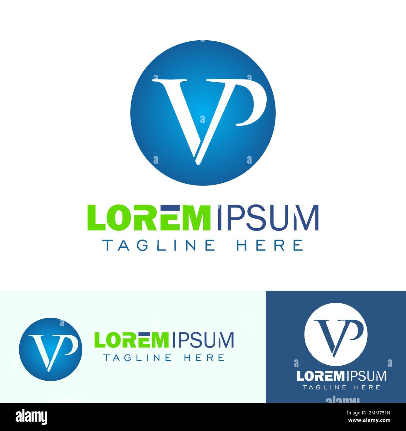 A vector illustration set of VP Monogram Initial Logo Sign Stock Vector ...